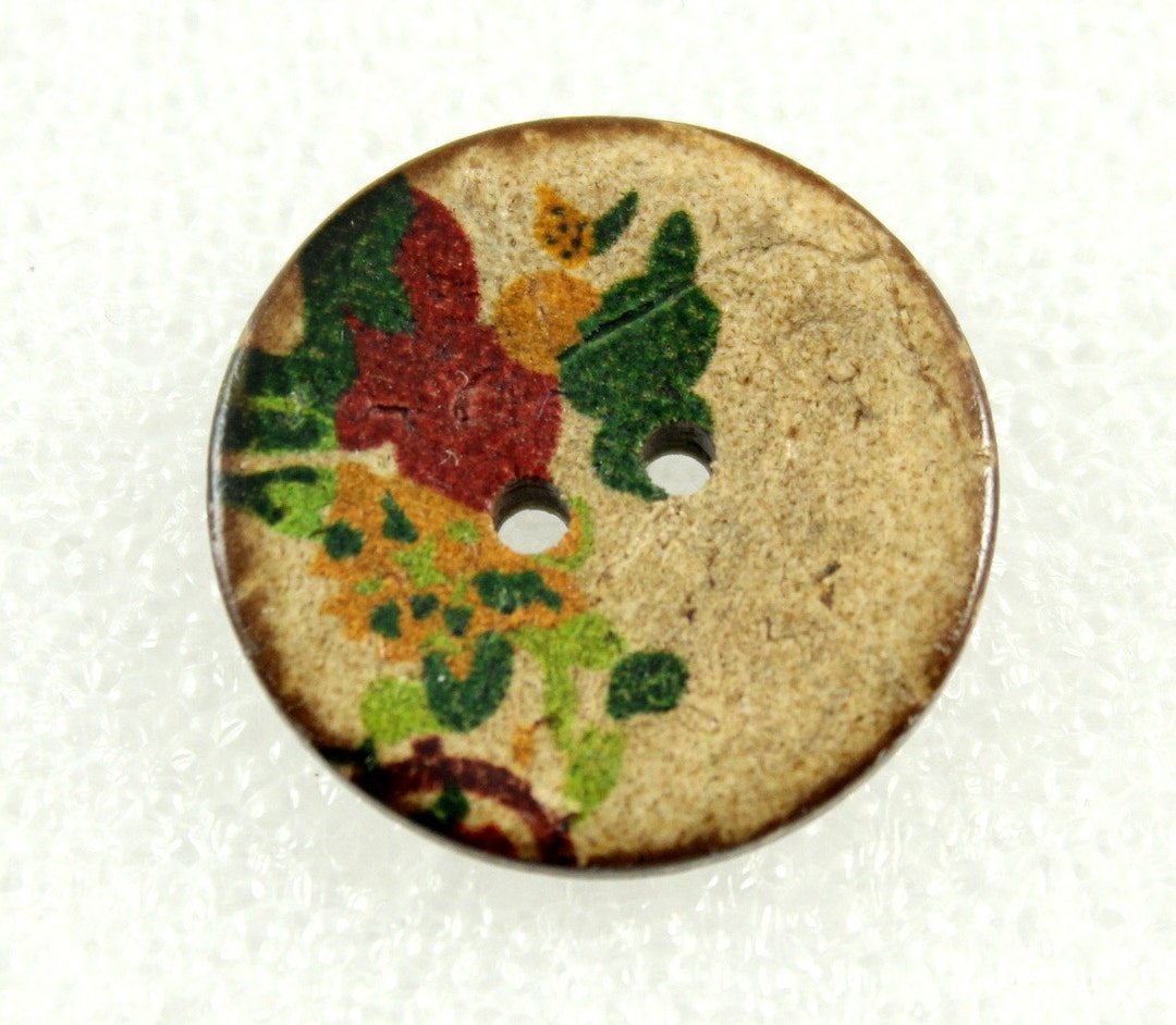 Wholesale - Flower Wooden Buttons - Aesthetic Peony Painting Wood ...