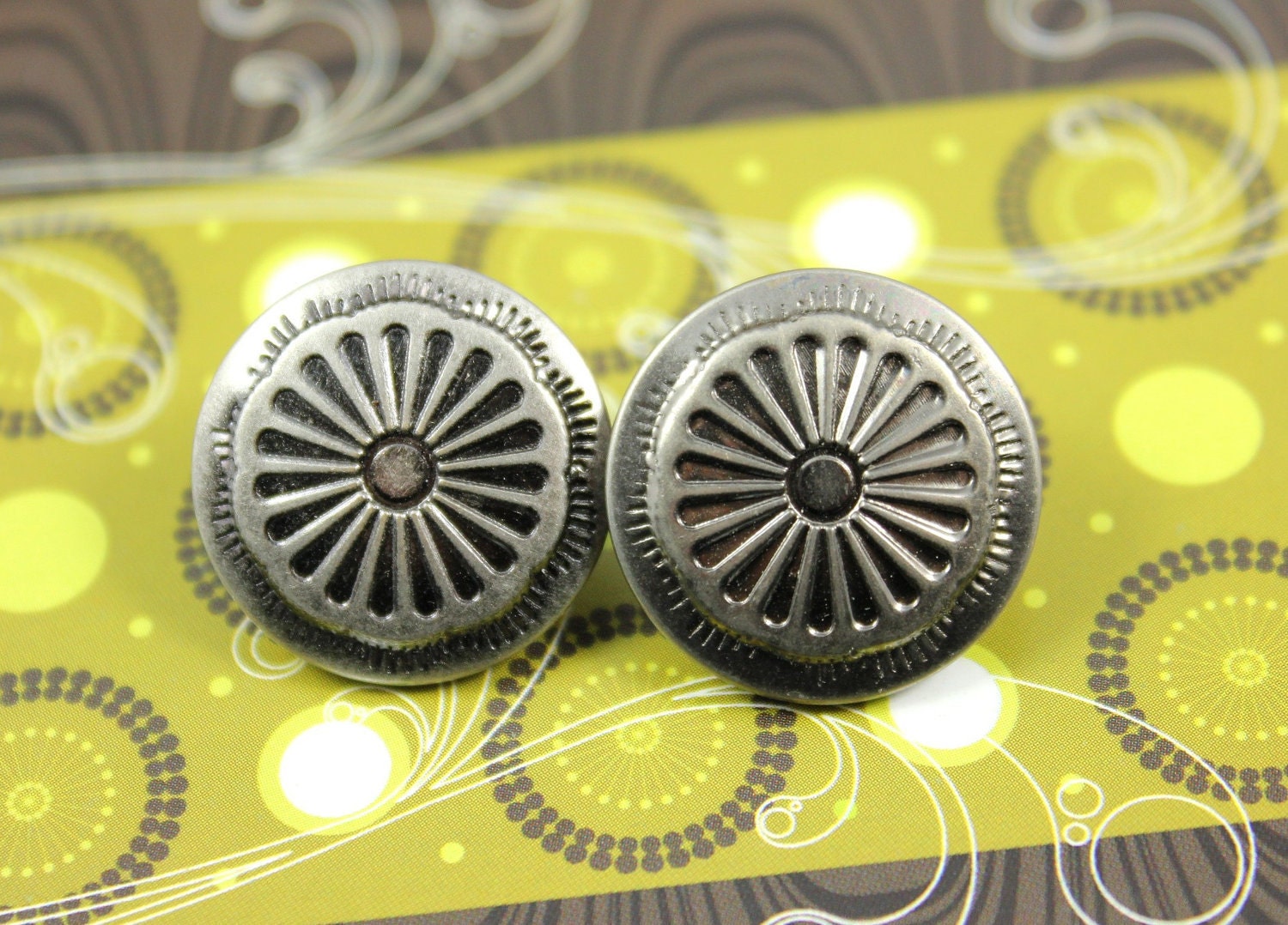 Metal Buttons Emboss Big Daisy Bloom Design Gunmetal - Etsy