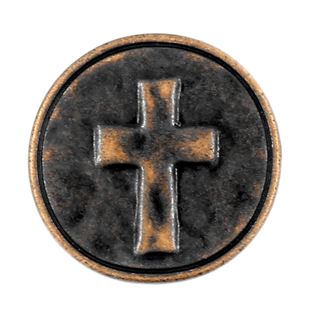 Metal Buttons - Cross Heraldry Antique Copper Metal Shank Buttons - 0. ...