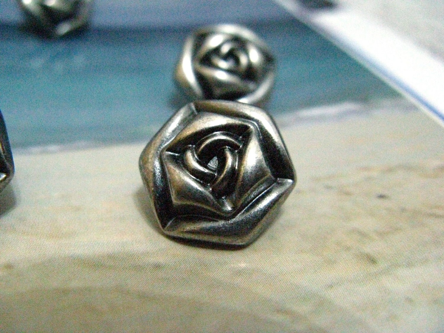 Metal Buttons Rose Metal Buttons Gunmetal Color Shank - Etsy