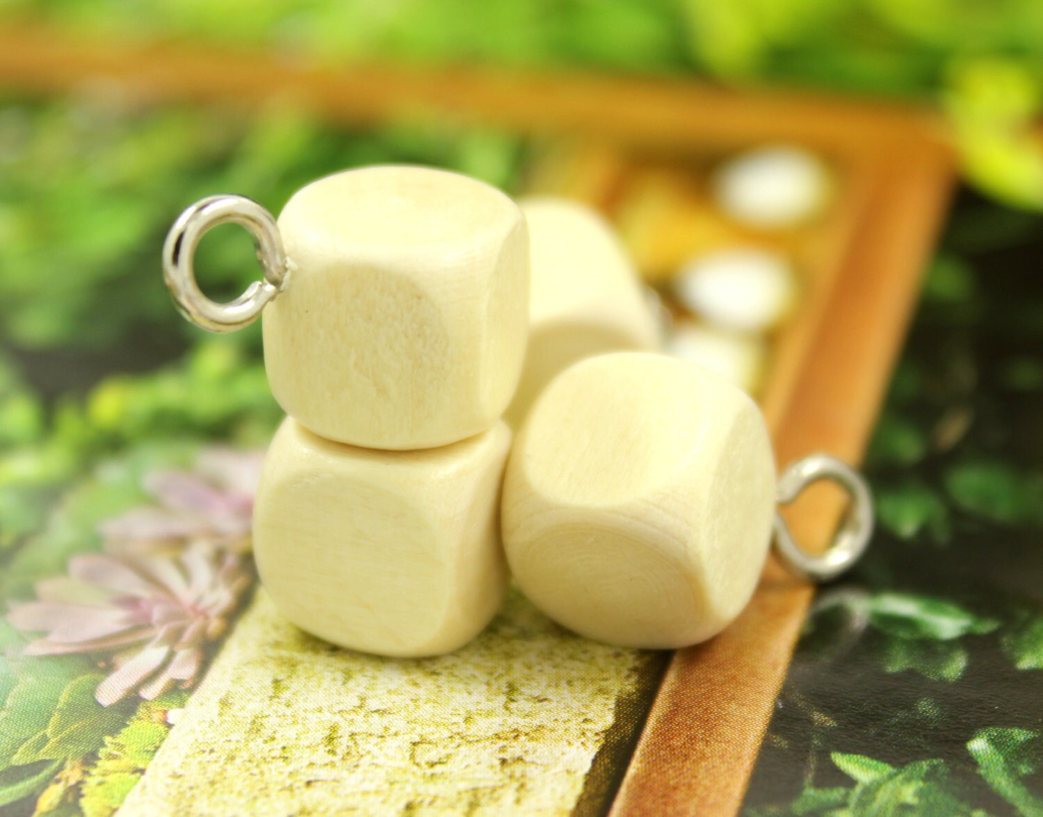 Wood Buttons Natural Wooden Cube Buttons With Metal Ring | Etsy