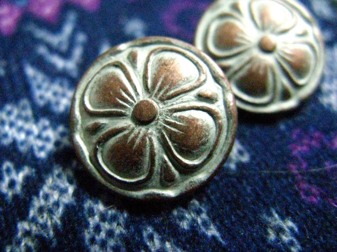 Clover Metal Buttons - Set 10 Cutie Copper White Patina Clover Buttons ...