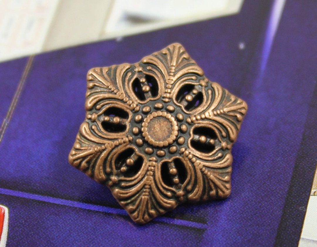 Metal Buttons - Snowflake Metal Buttons , Maroon Copper Color , Shank ...