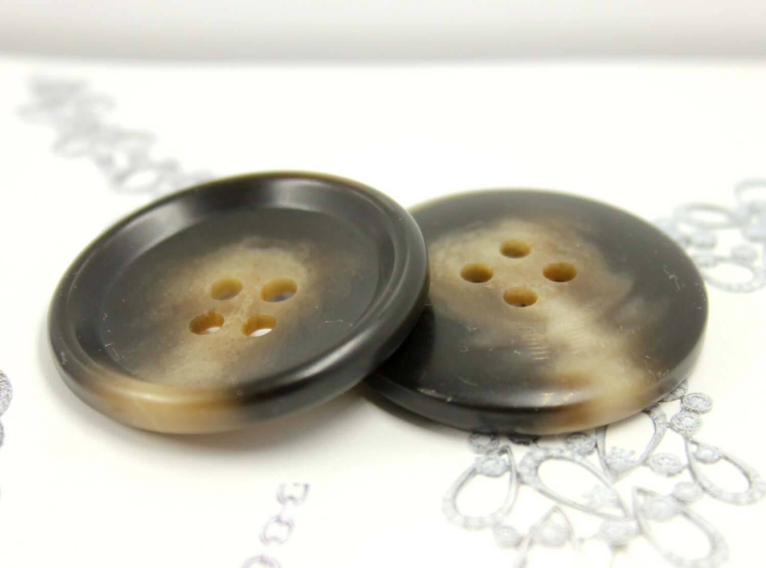 Resin Buttons - Lot 10 Marble Taxture Concave Brown Resin Buttons. 1.35 ...