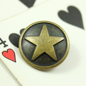 Metal Buttons - Star Metal Buttons , Antique Brass Color , Shank , 0.71 ...