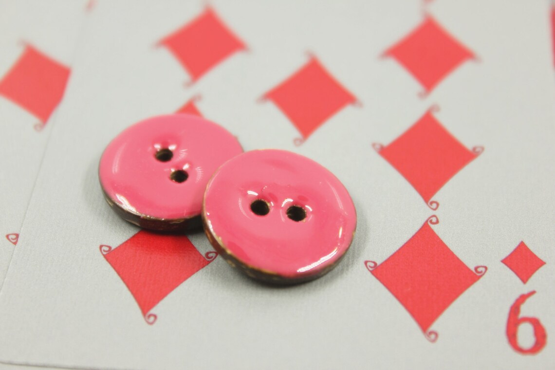 Pink Buttons 10 Pieces of Red Pink Enamel Buttons With - Etsy