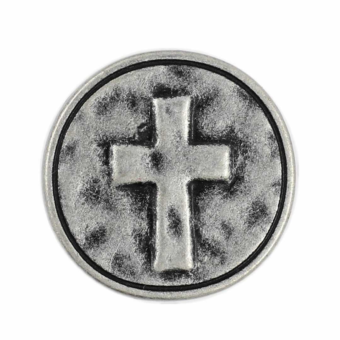 Metal Buttons - Cross Heraldry Antique Silver Metal Shank Buttons - 0. ...