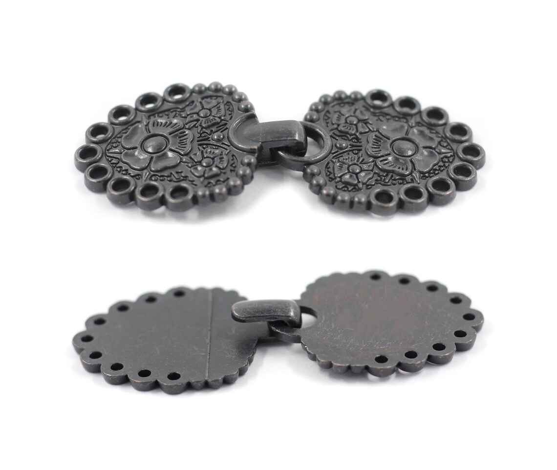 Cloak Clasp Fasteners - Romantic Bouquet Design Vintage Black Cloak ...