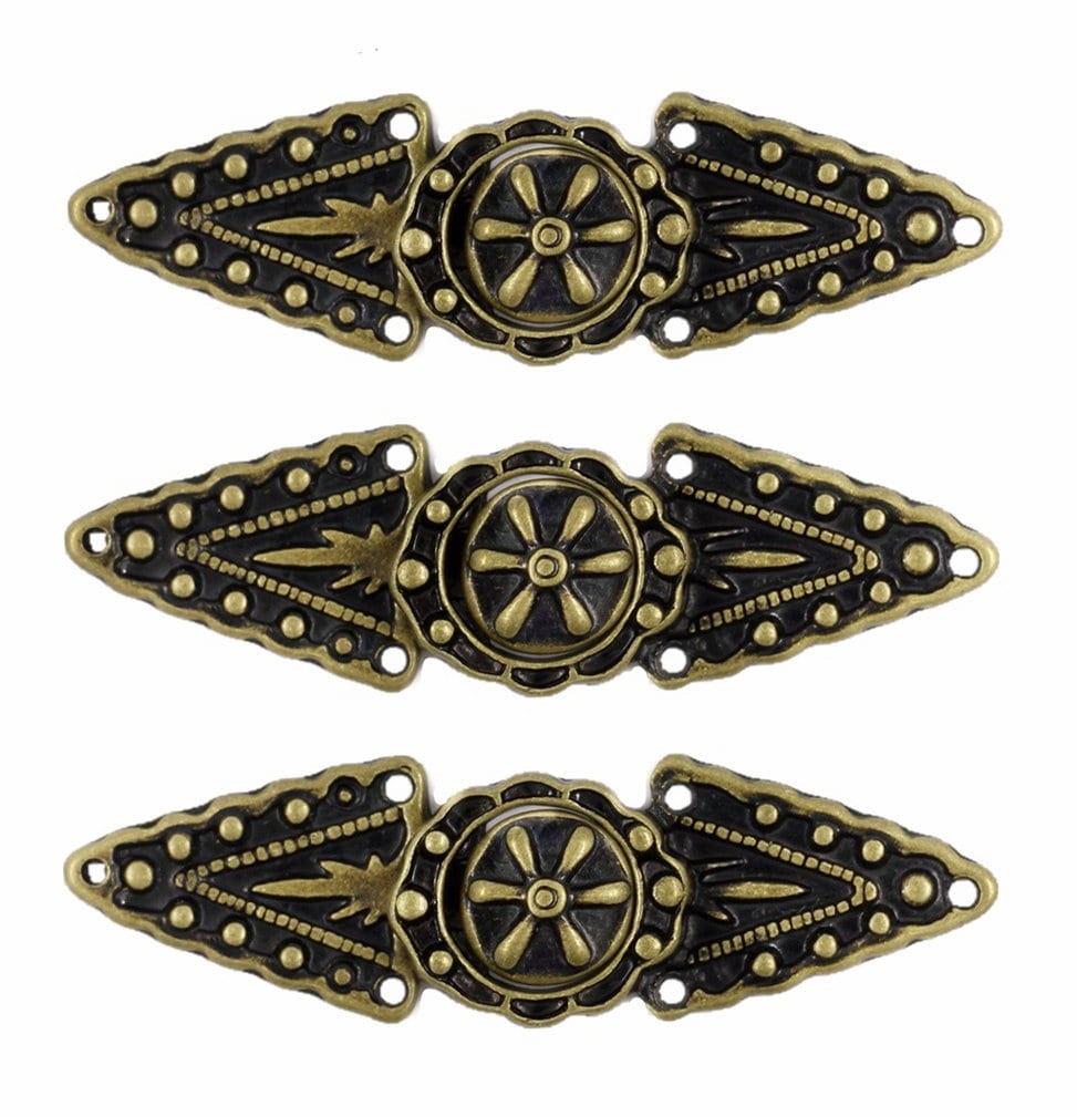 Cloak Clasp Fasteners Antique Brass Triangles and Flower | Etsy