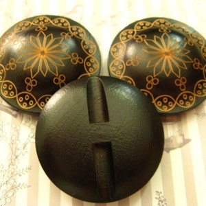 Large Wooden Buttons Japanese Style Center Bulge Brown Wood - Etsy