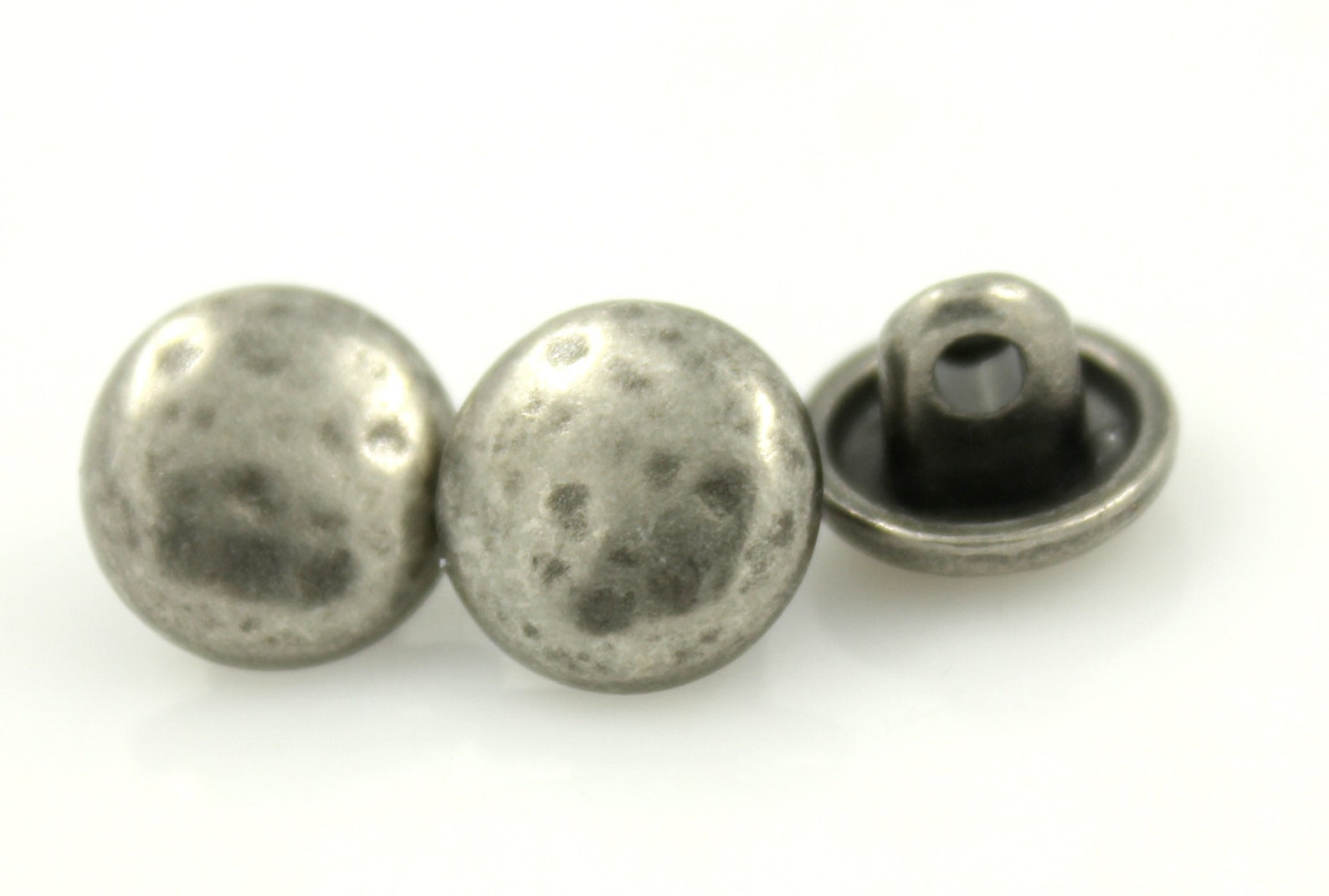 Metal Buttons - Round Metal Buttons , Gray Silver Color , Shank , 0.39 ...