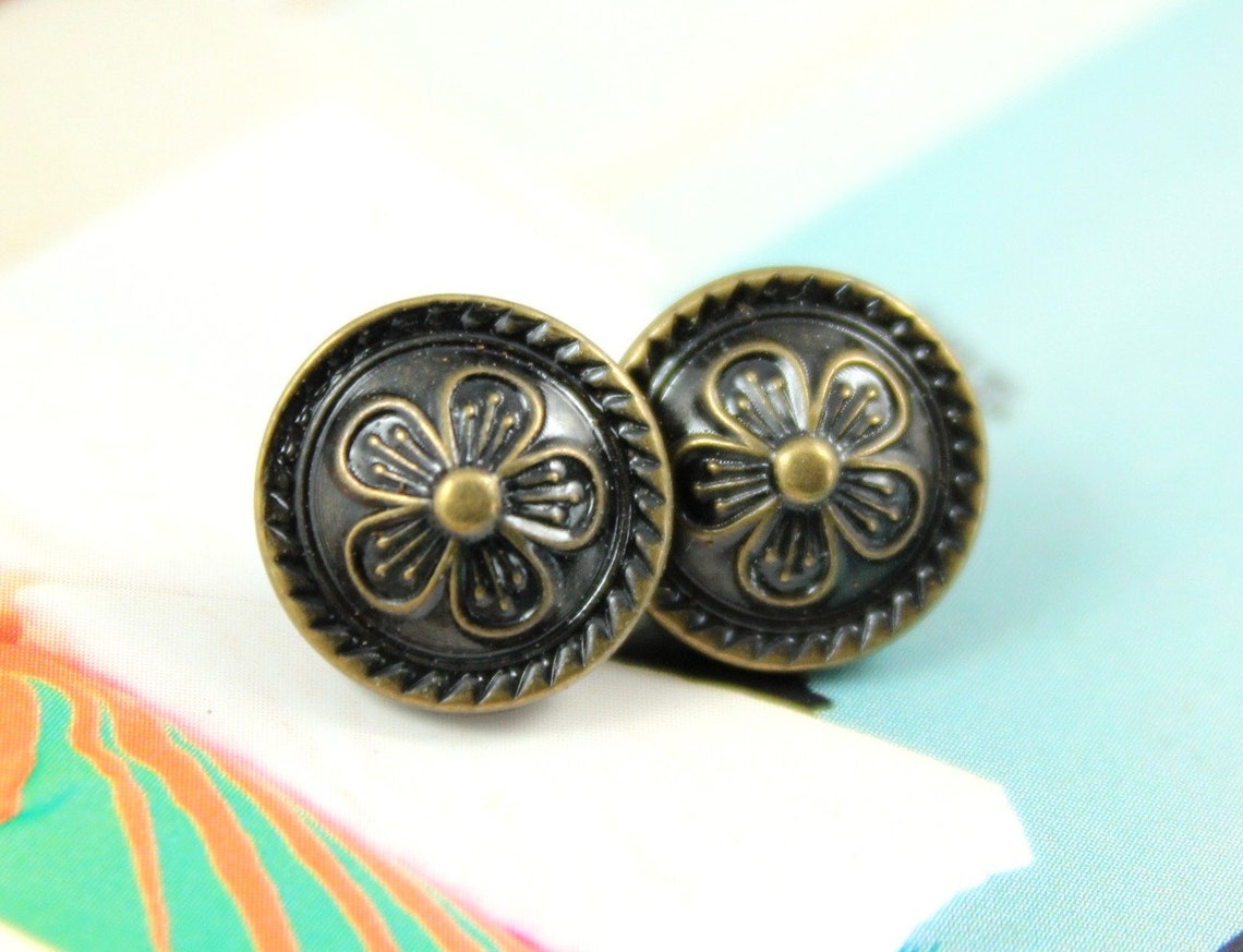 Metal Buttons Vinca Metal Buttons Antique Brass Color | Etsy