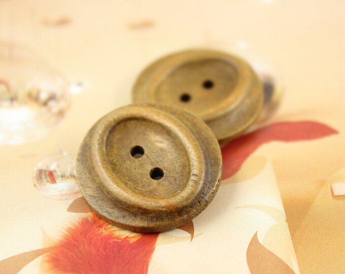 Wooden Buttons - Antiqued Triangle Recessed Center Brown Wooden Buttons ...