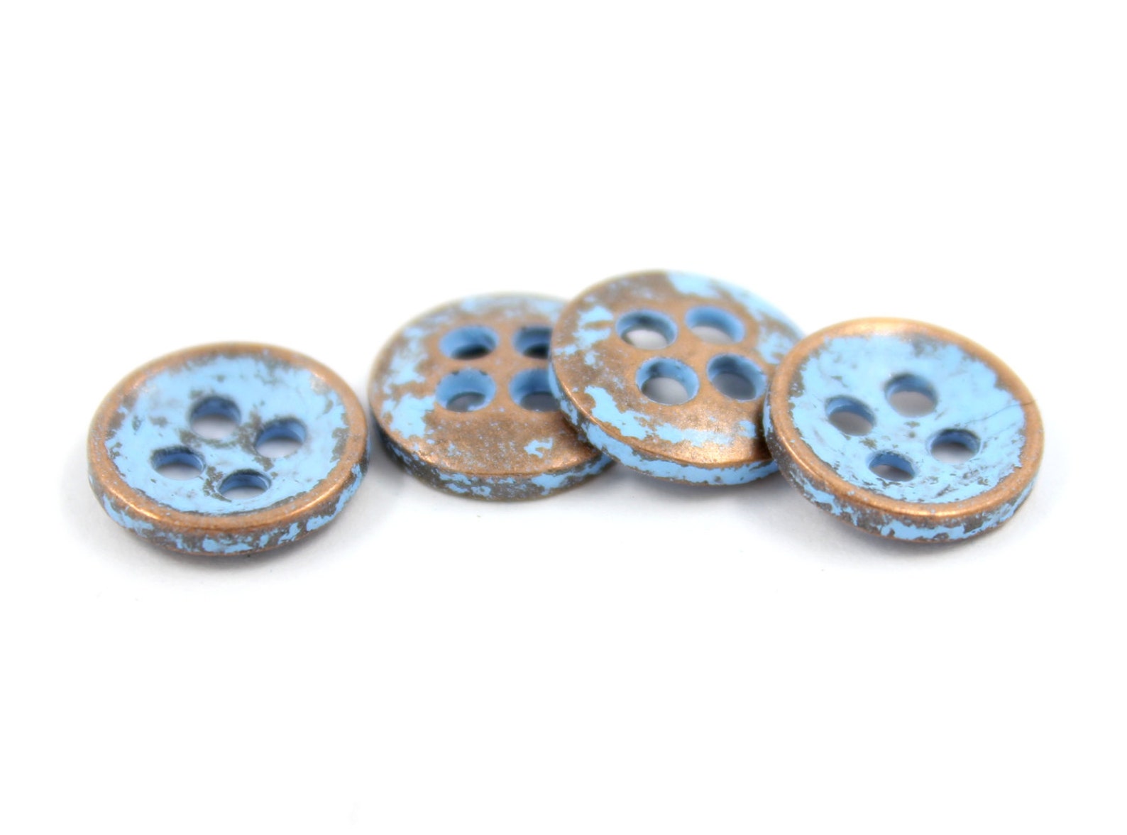 Metal Buttons Light Blue Metal Buttons Copper Color 4 | Etsy