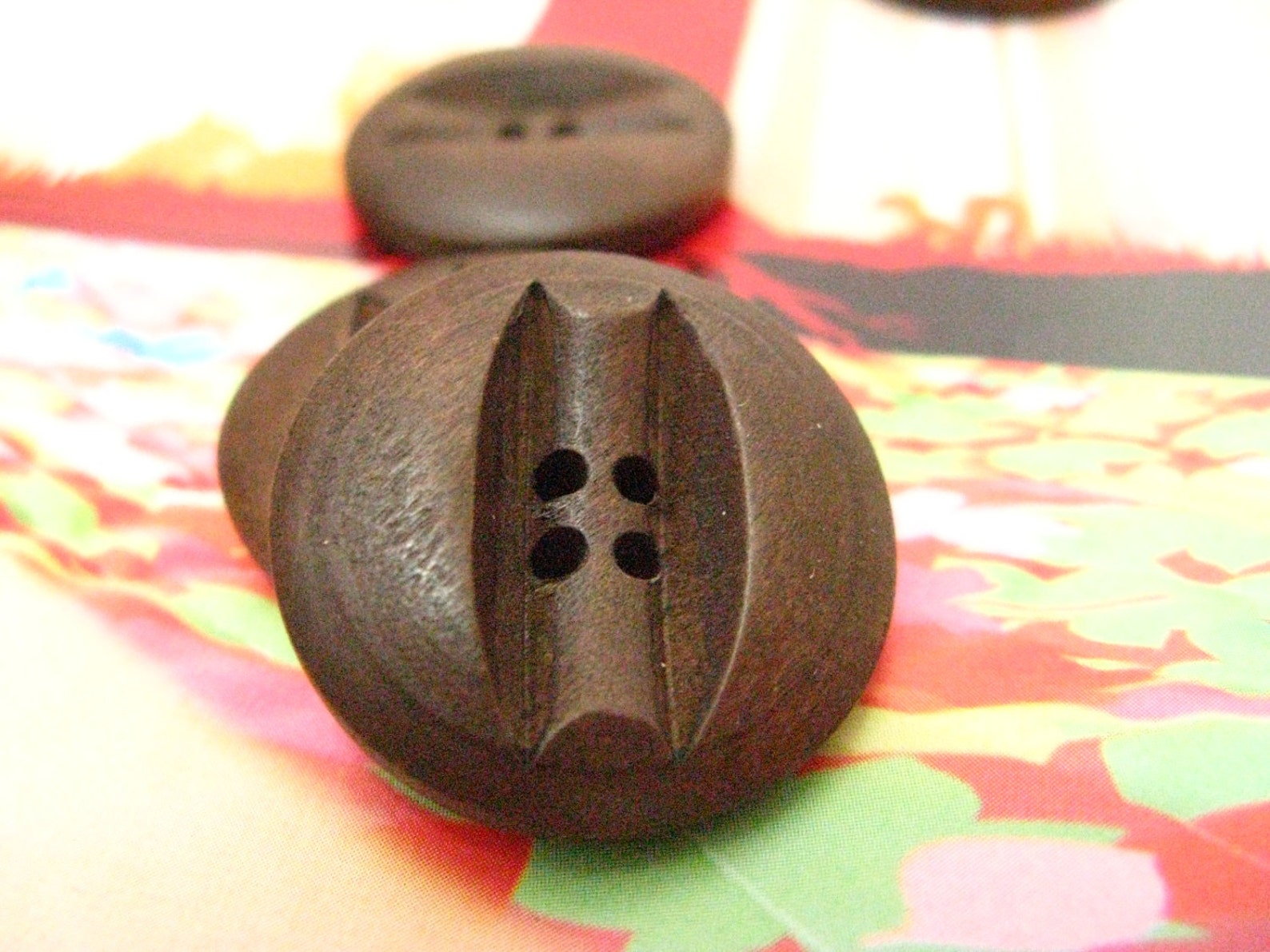 Wooden Buttons Antique Carving Center Brown Wood Buttons | Etsy