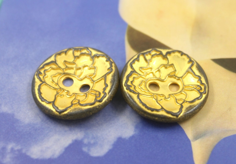 Metal Buttons Hibiscus Metal Buttons Gunmetal Yellow Color | Etsy