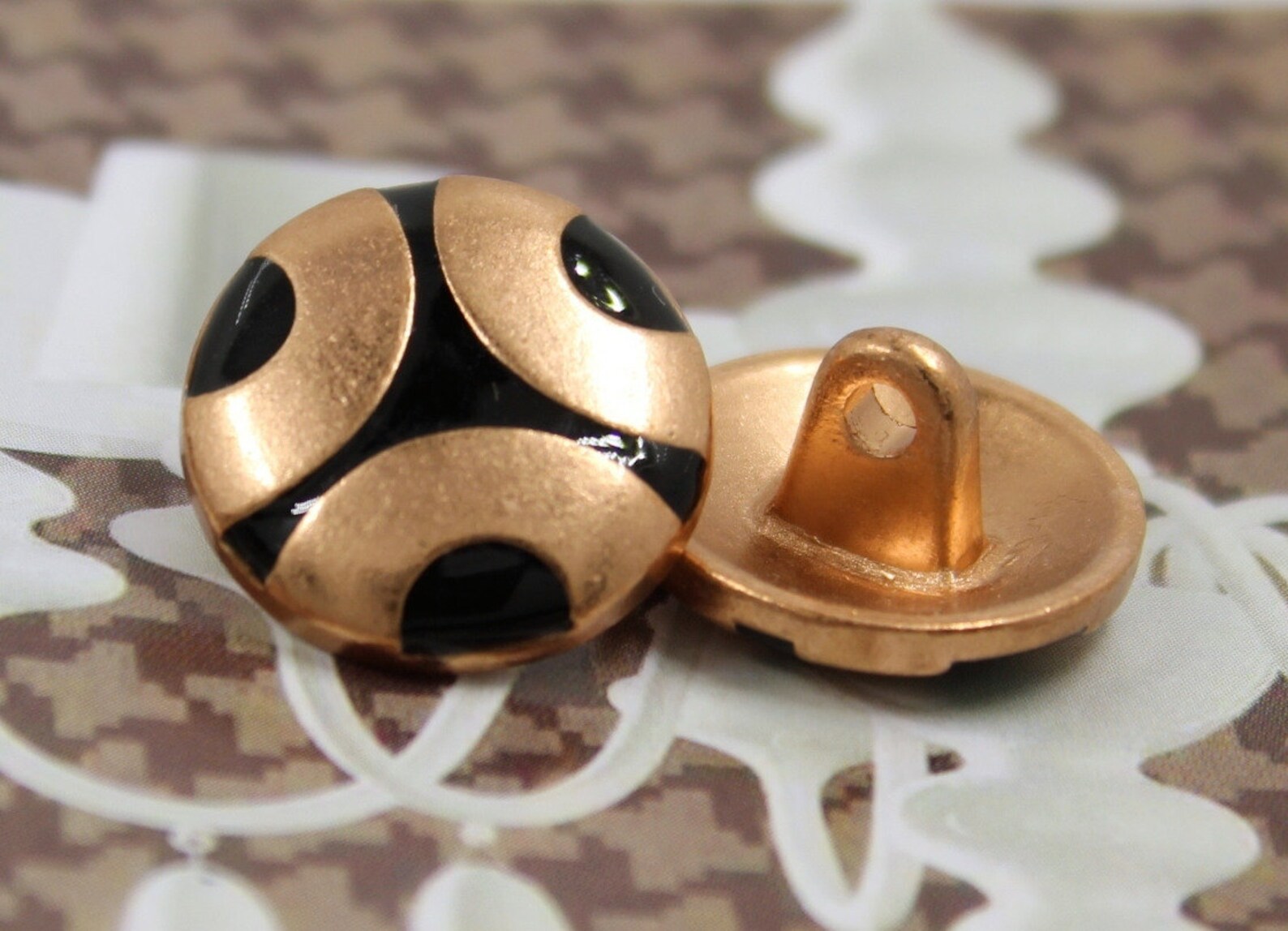 Metal Buttons Copper Three Arcs Metal Buttons Black Enamel | Etsy