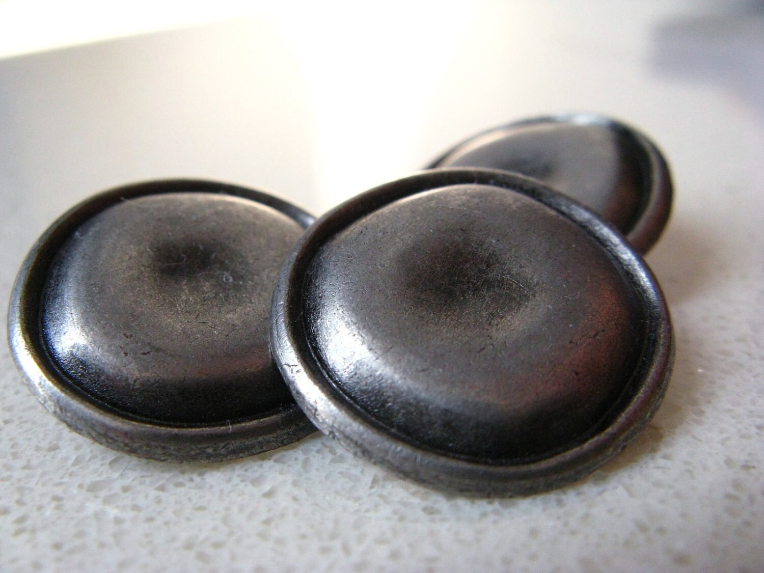 Metal Buttons Caved Rustic Round Metal Buttons Gray Silver | Etsy