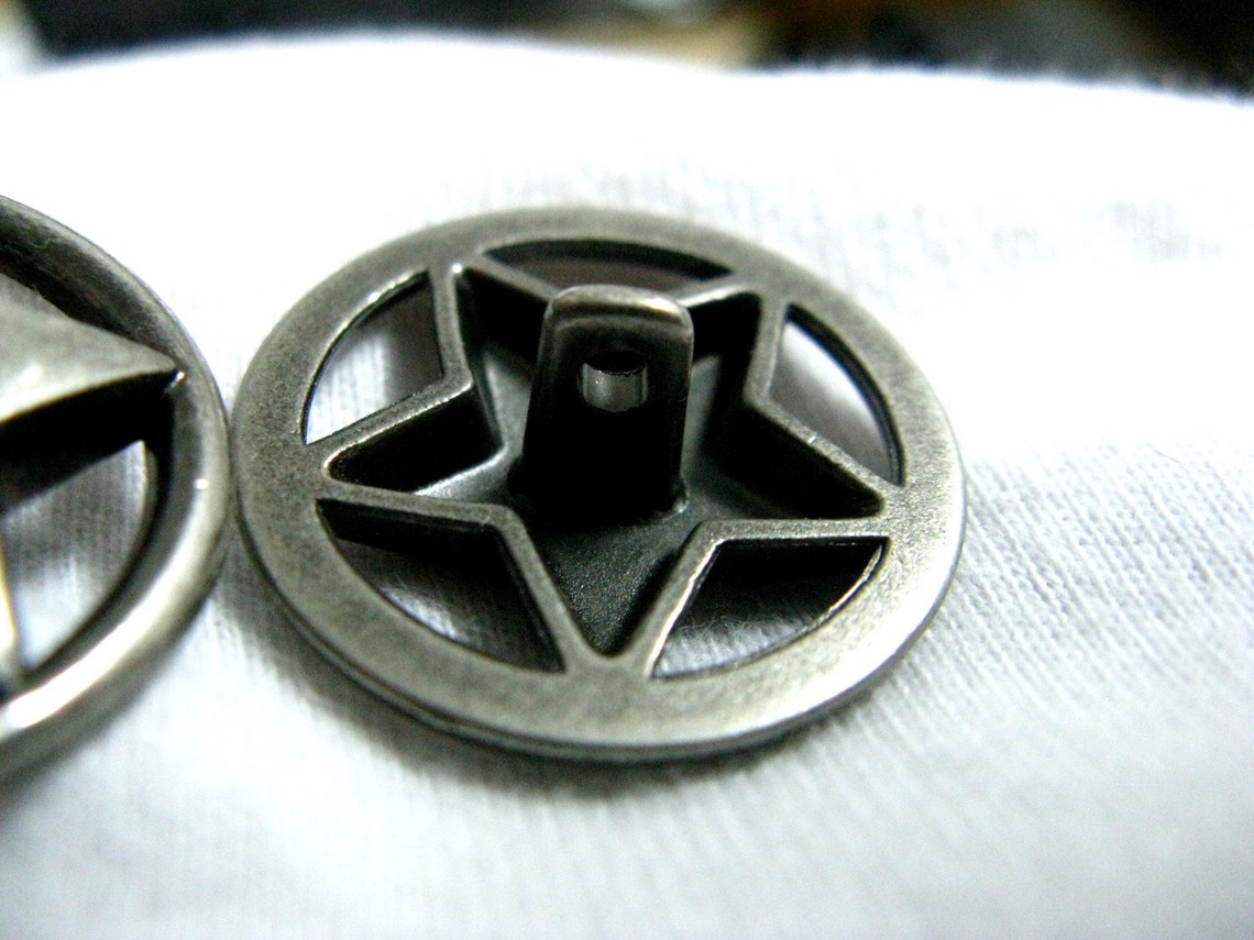 Metal Buttons Ring and Star Metal Buttons Gray Silver - Etsy