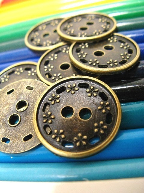 Metal Buttons Floret Border Metal Buttons Antique Brass - Etsy
