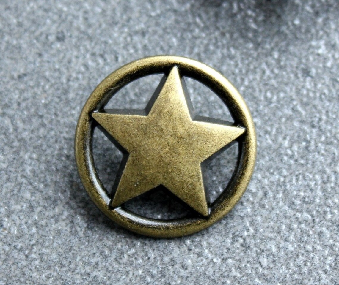 Metal Buttons - Ring Star Metal Buttons , Antique Brass Color ...