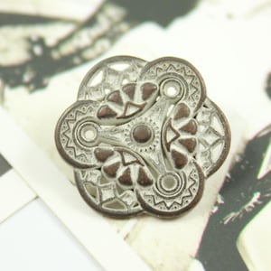Metal Buttons Gothic Flower Art Metal Buttons , Copper Patina Color ...