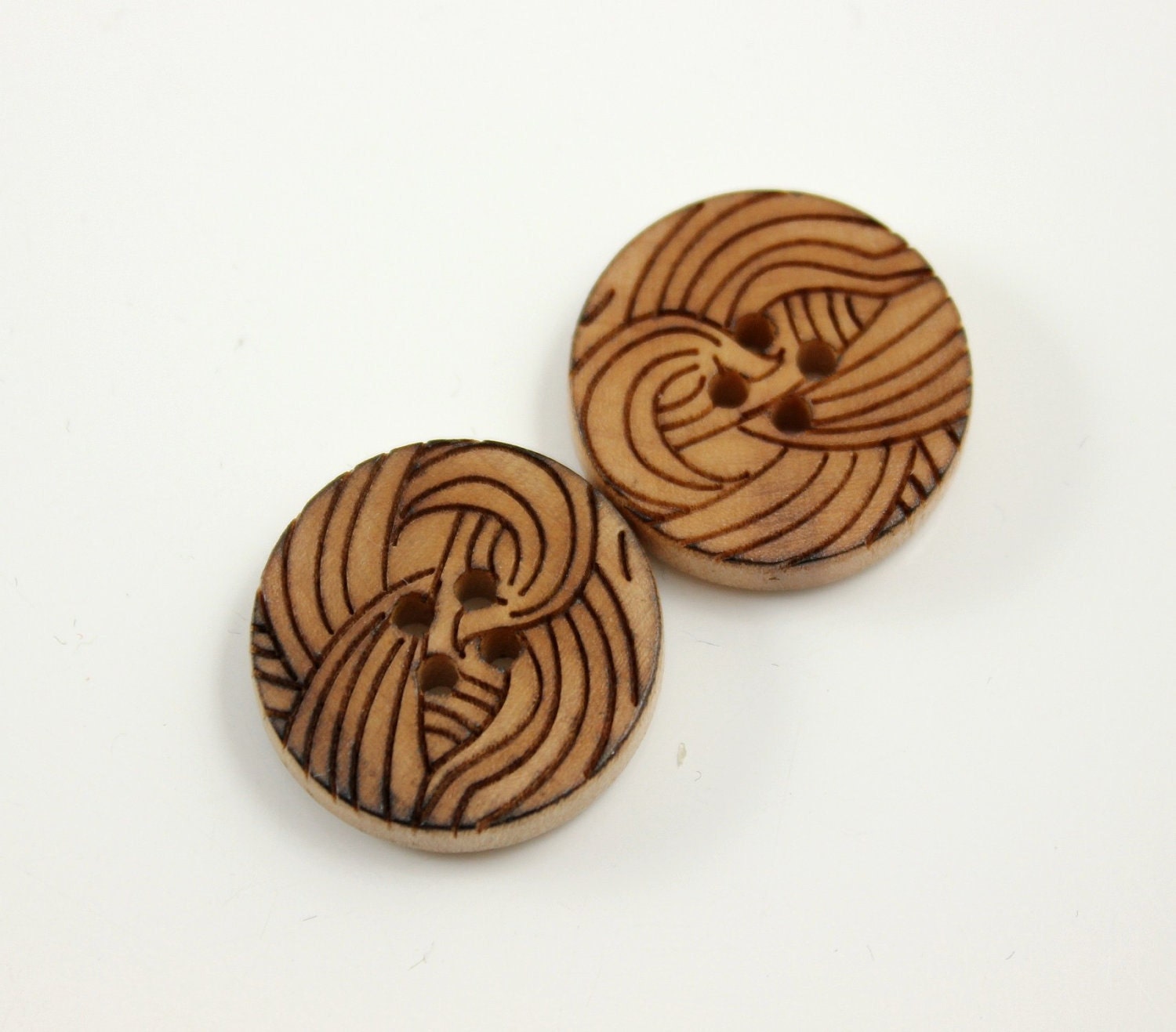 Wooden Buttons - Original Wood Buttons With Pyrography Carving Pattern ...