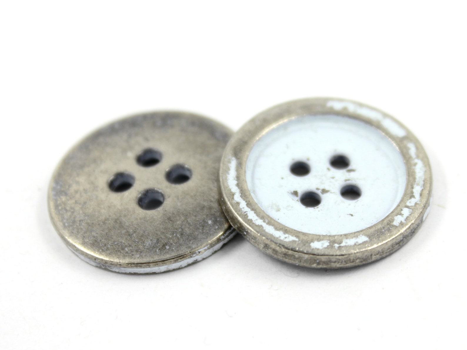 Metal Buttons Light Blue Painting Metal Buttons Silver - Etsy