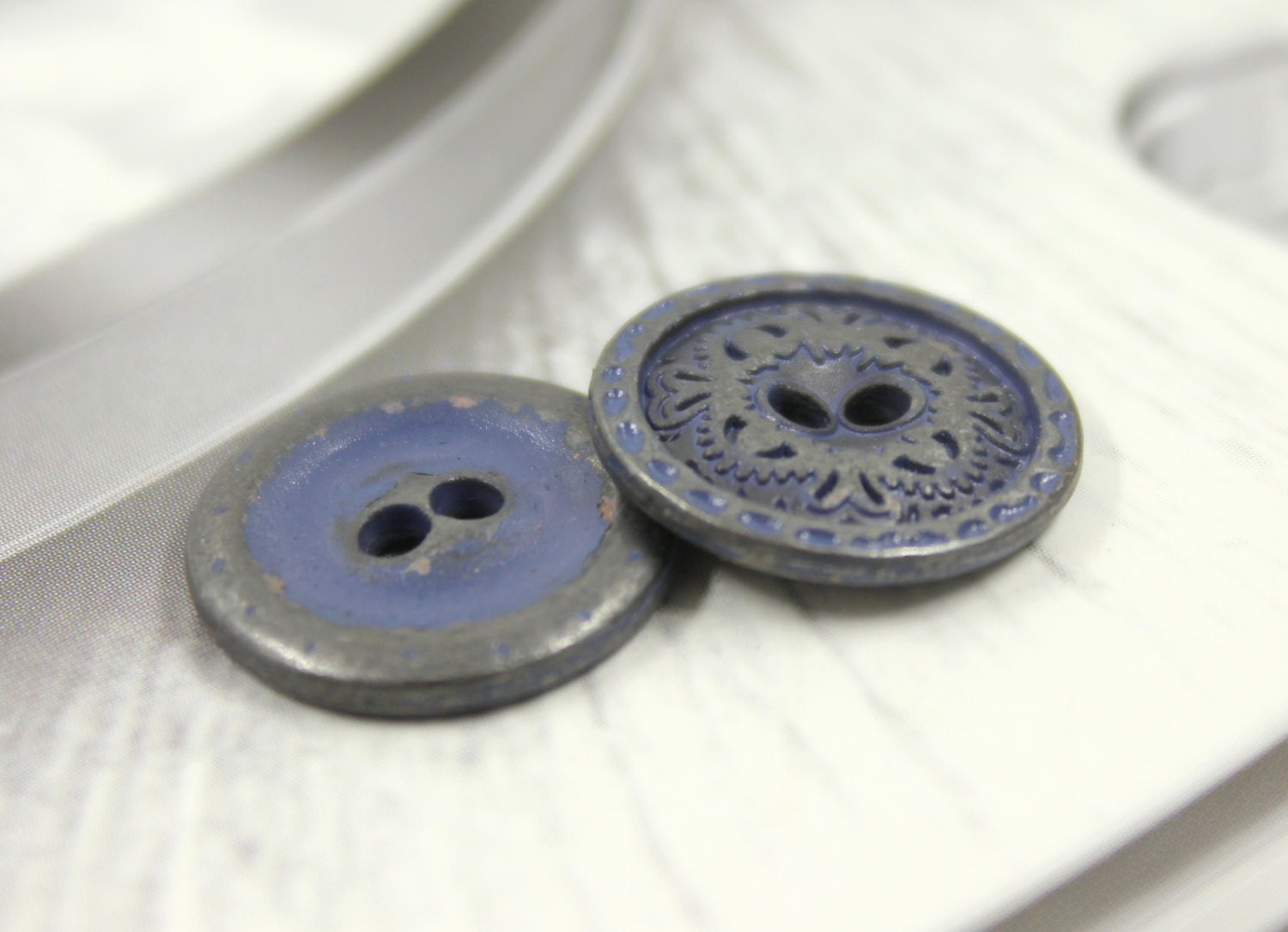 Metal Buttons Flower Engraving Metal Buttons Navy Blue | Etsy