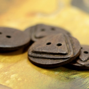 Wooden Buttons - Antiqued Triangle and Round Cascading Brown Wood ...