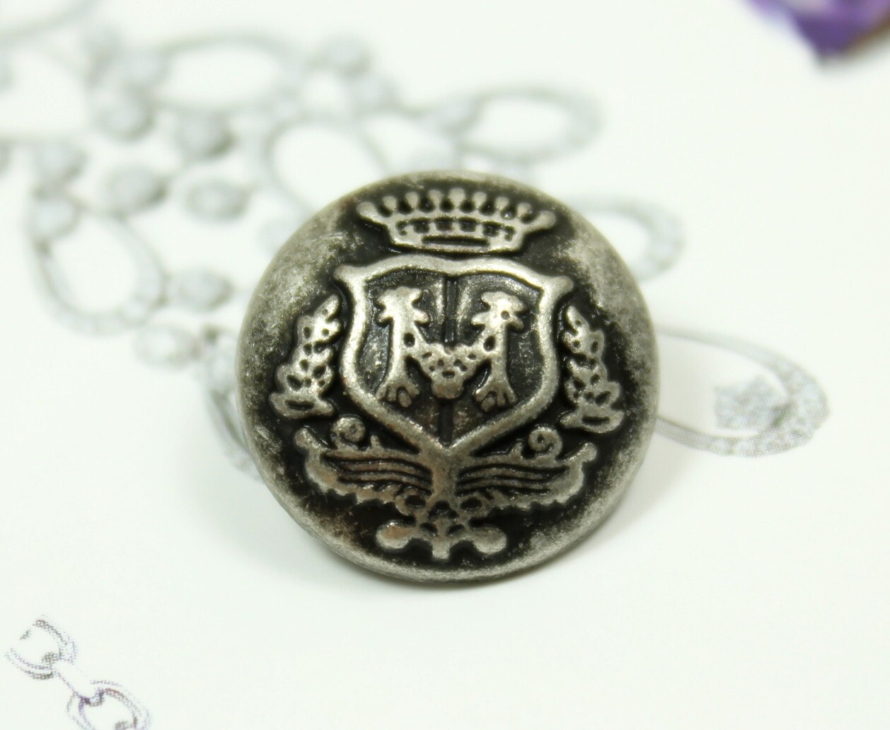 Metal Buttons Crown Shield Metal Buttons Antique Silver - Etsy