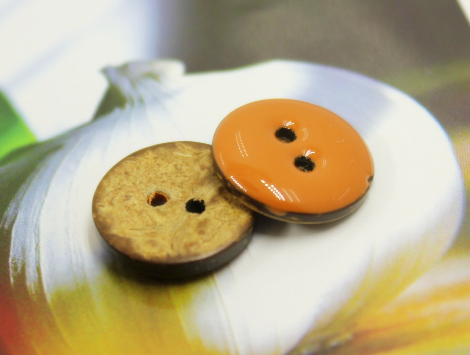 Orange Buttons 10 Pieces Of Orange Enamel Buttons With | Etsy