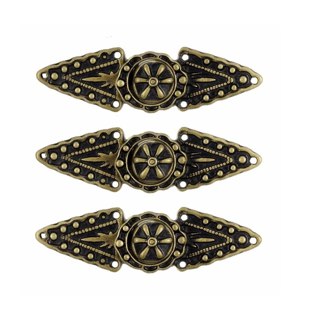 Cloak Clasp Fasteners - Antique Brass Triangles and Flower Cloak Clasp ...