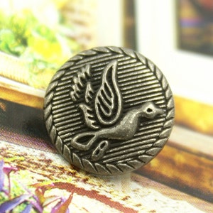 Metal Buttons - Antiqued Silver Embossed Flying Swan Pattern Buttons, 0 ...