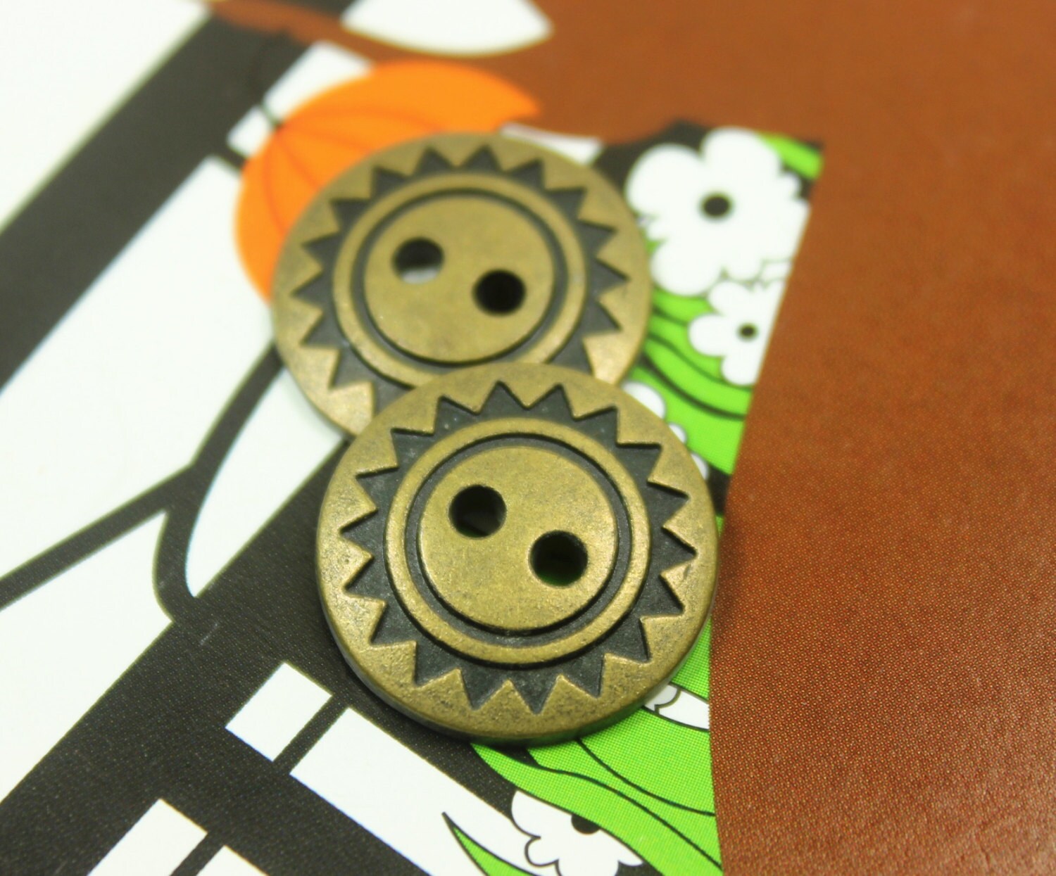 Metal Buttons ZIG-ZAG Metal Buttons Antique Brass Color | Etsy