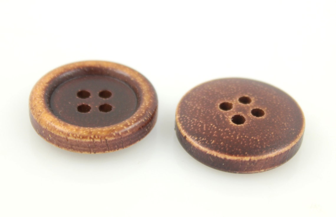 Wooden Buttons 10 Pieces of Retro Brushed Effect Deep - Etsy
