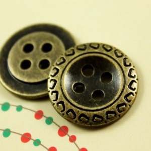Metal Buttons - ZIG-ZAG Metal Buttons , Antique Brass Color , 4 Holes ...