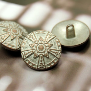 Metal Buttons - Star Emblem Metal Buttons , Copper White Color , Shank ...