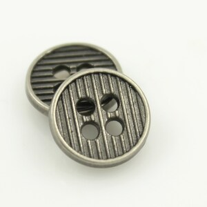 Metal Buttons - Parallel Lines Metal Buttons , Gray Silver Color , 4 ...