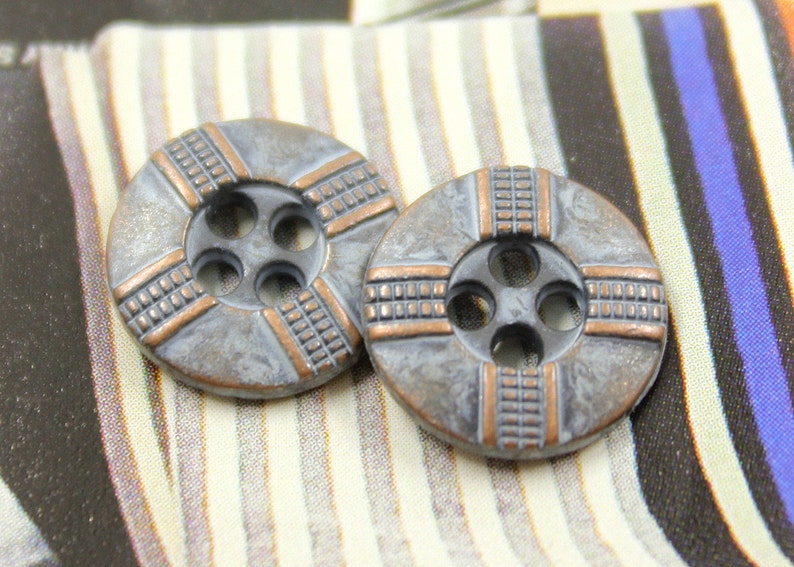 Metal Buttons - Cross Ribbon Metal Buttons , Pastel Blue Color , 4 ...