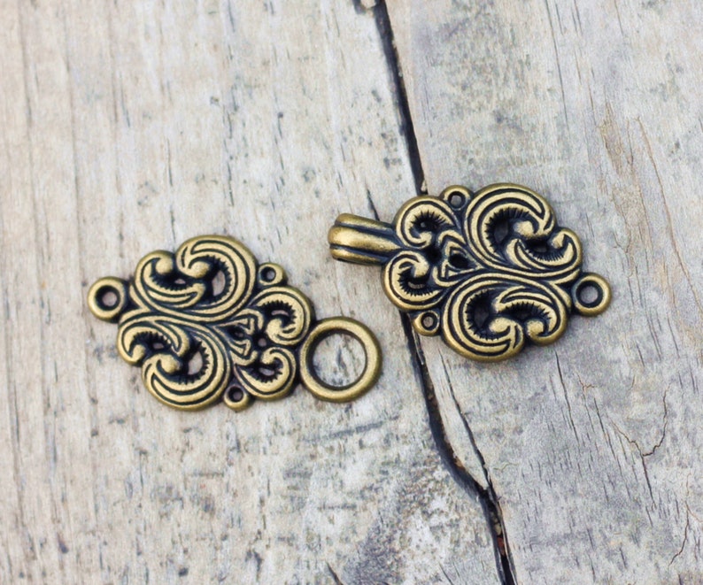 Cloak Clasp Fasteners Antique Brass Rococo Swirl Flower - Etsy