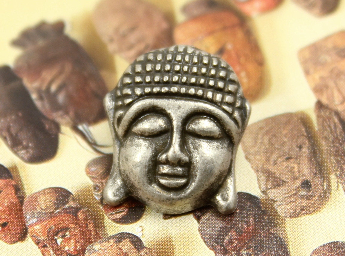 Metal Buttons Zen Buddha Head Metal Buttons Antique Silver - Etsy