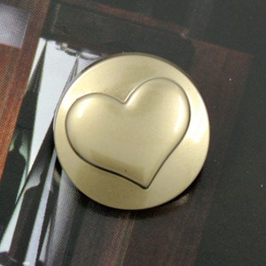 Metal Buttons Heart Metal Buttons , Pearlized Khaki Gold Color , Shank ...
