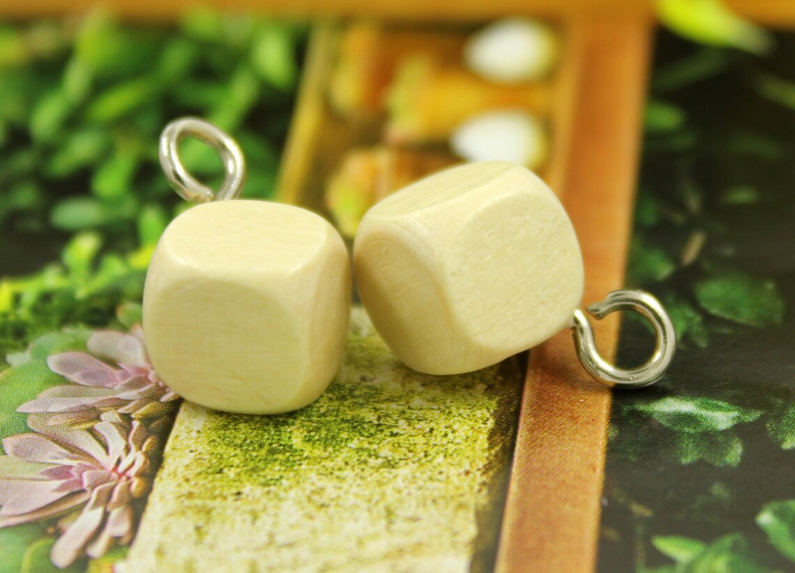 Wood Buttons Natural Wooden Cube Buttons With Metal Ring | Etsy