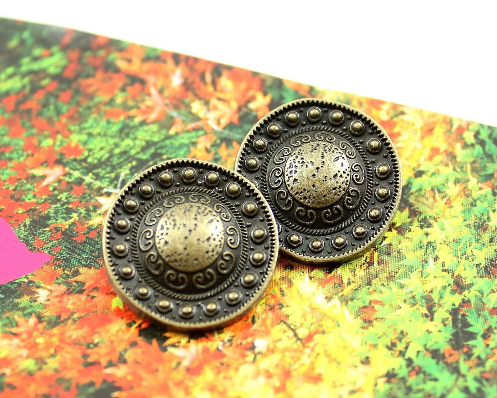 Metal Buttons Beads Domed Metal Buttons Antique Brass | Etsy