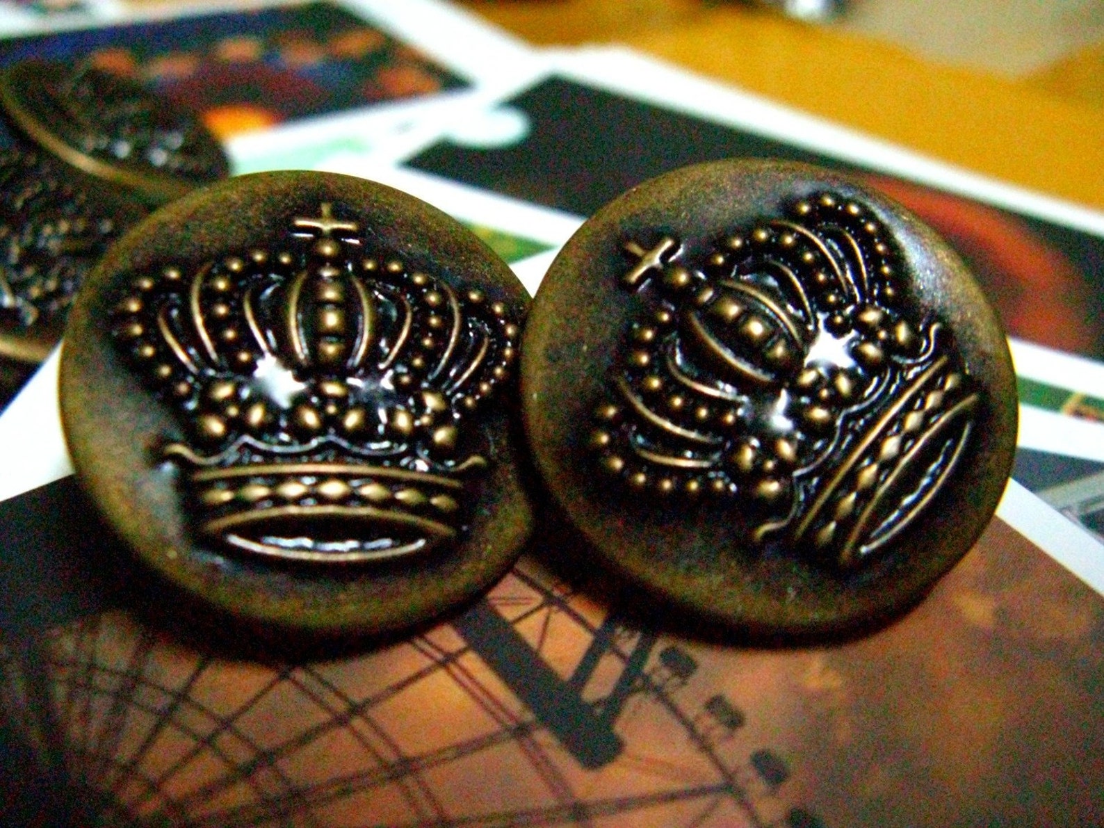 Metal Buttons Crown Metal Buttons Antique Brass Color - Etsy