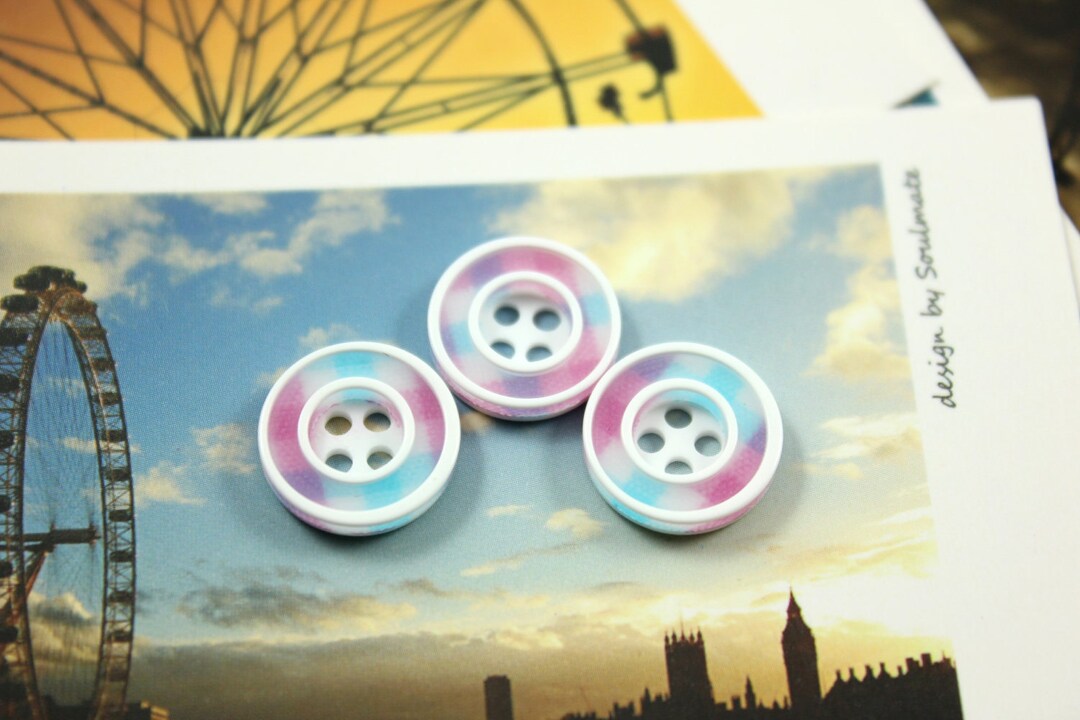 Fresh Buttons - Cyan Theme Color Ring Plastic Buttons, 0.51 Inch, 10 ...