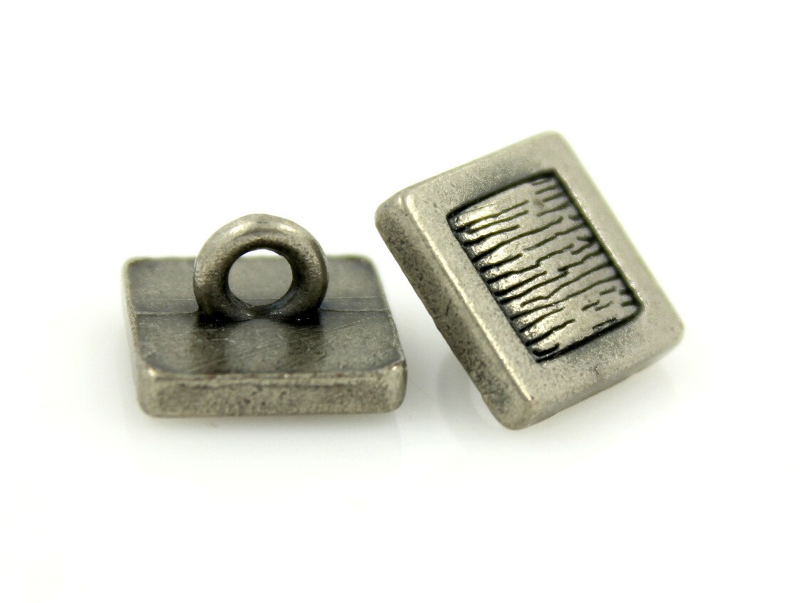 Metal Buttons - Lines Metal Buttons , Gray Silver Color , Square ...