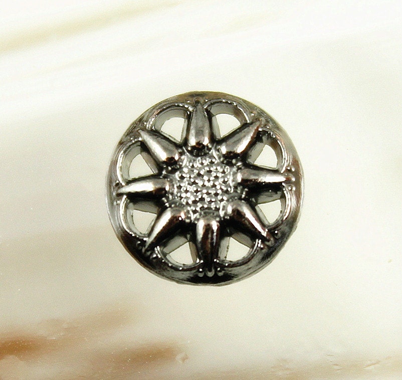 Metal Buttons Eight Petal Holes Shiny Gunmetal Buttons - Etsy