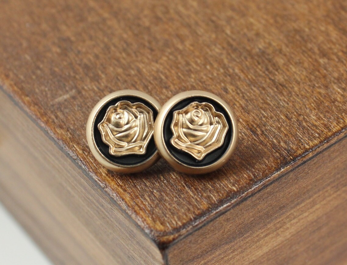Metal Buttons Rose Intaglio Metal Buttons Pearl Gold Color - Etsy